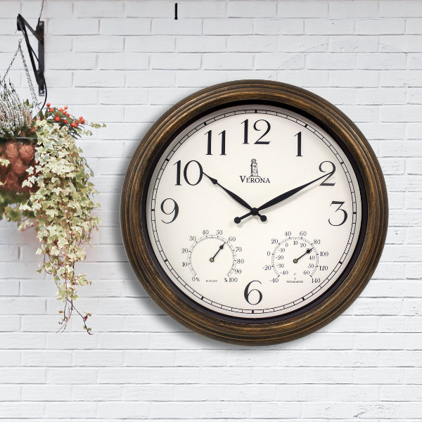 Outdoor Clocks for Patio Large Waterproof With Thermometer 18 Inch ...