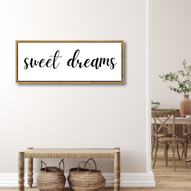 Sweet Dreams Wall Decor Above Bed - 15x40 Framed Sweet Dreams Sign ...