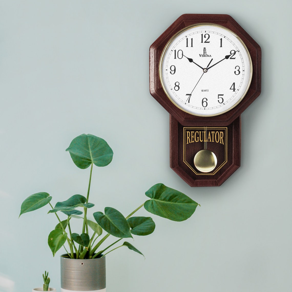 Pendulum Wall Clock - Regulator Clock, Schoolhouse Clock Design ...