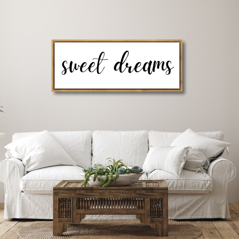 Sweet Dreams Wall Decor Above Bed - 15x40 Framed Sweet Dreams Sign ...
