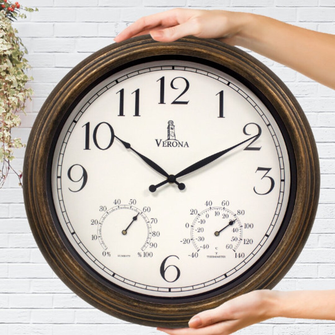 Outdoor Clocks for Patio Large Waterproof With Thermometer - 18 Inch ...