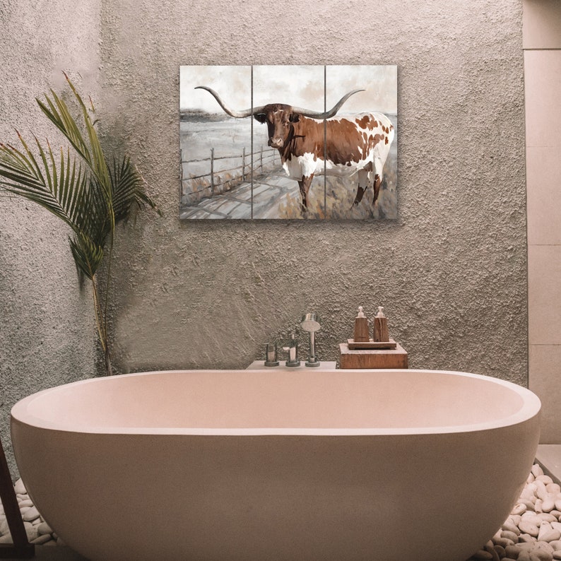 Longhorn Canvas Wall Art Decor - 3 Piece Set, Large Decorative Multi ...