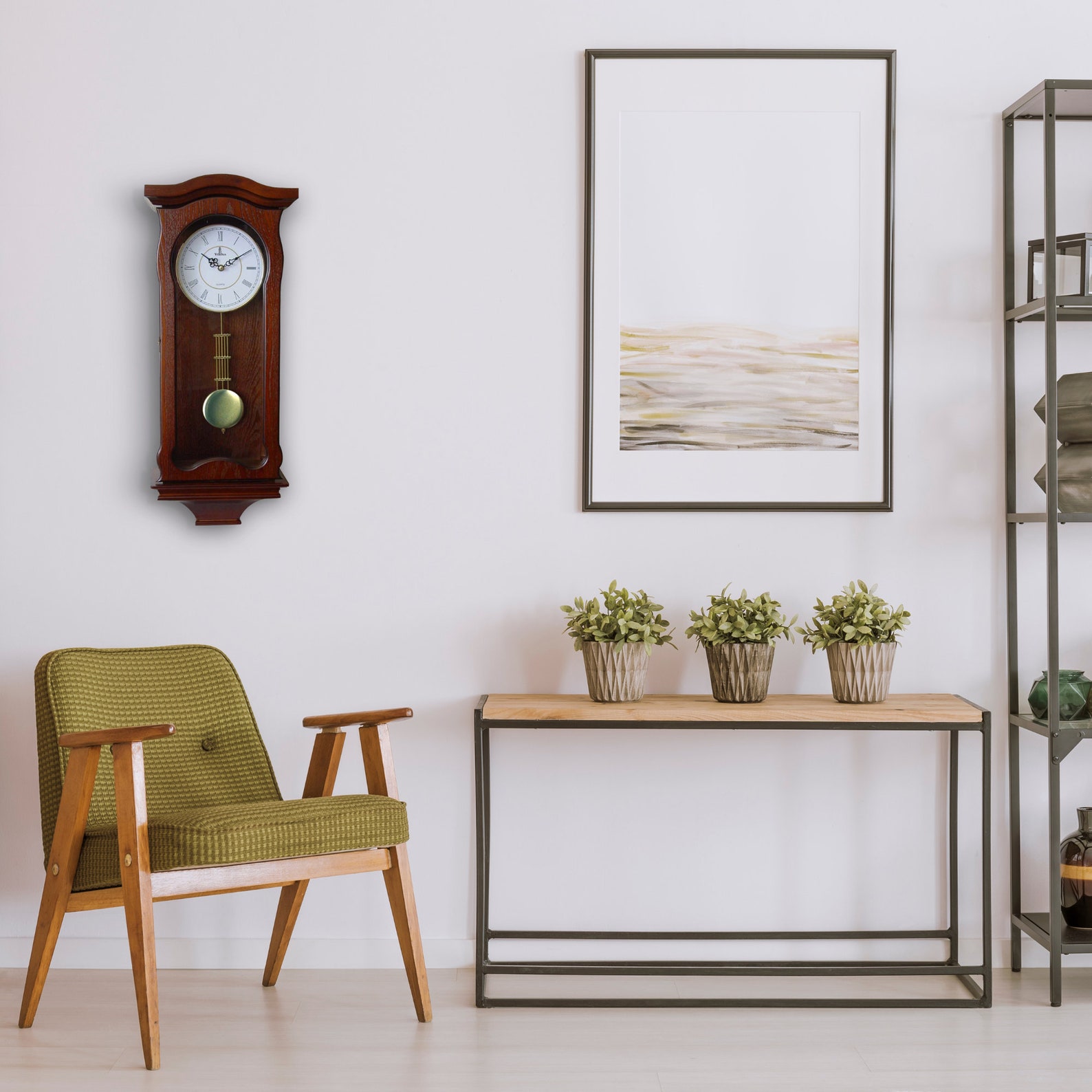 Pendulum Wall Clock Battery Operated - Silent Quartz Wood Pendulum ...