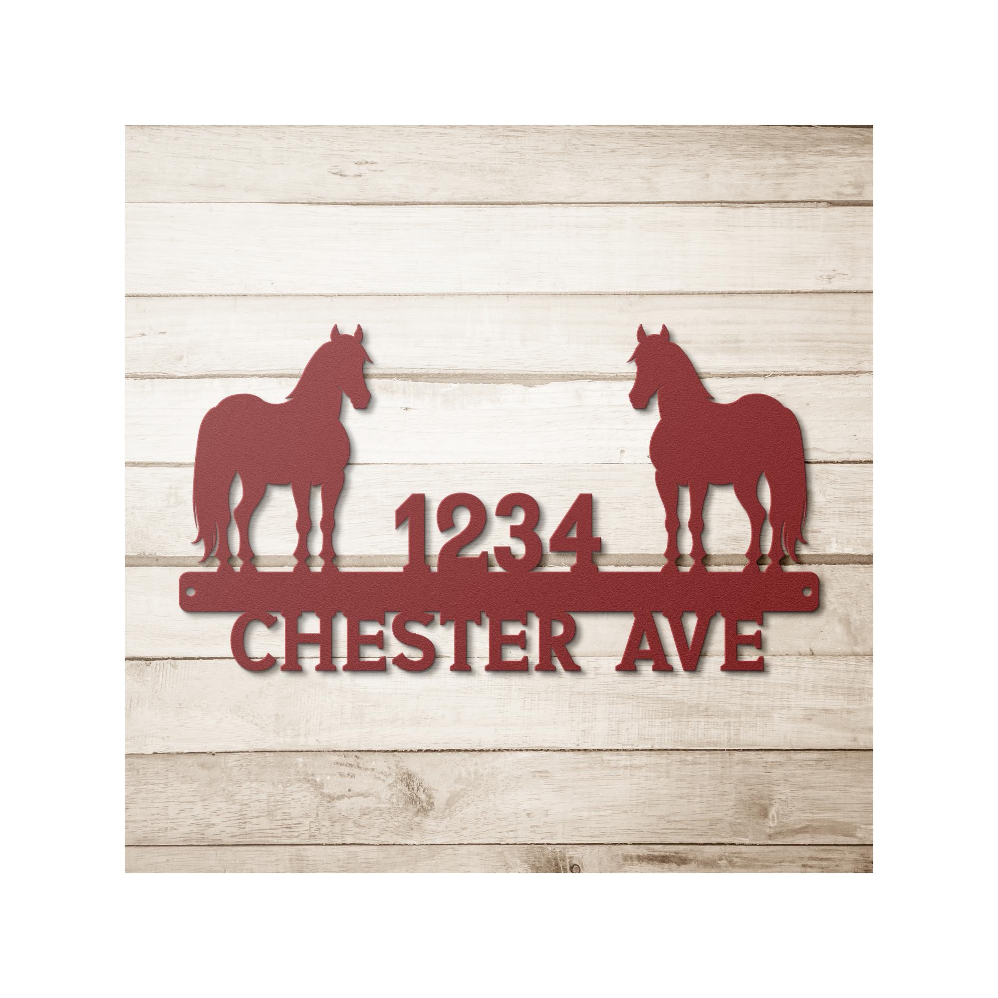 Custom Metal Address Sign With Two Horse Silhouettes: Ranch Decor - Etsy