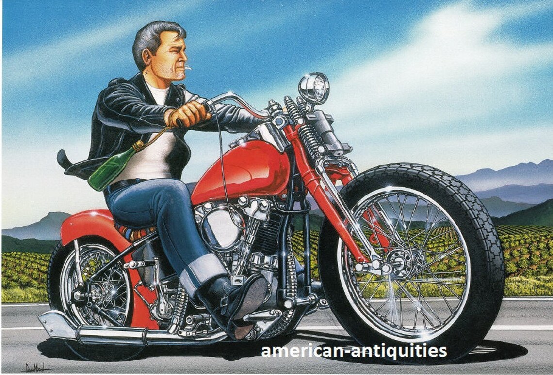 David Mann Motorcycle Biker Easyriders Centerfold Art Poster Print Wine ...