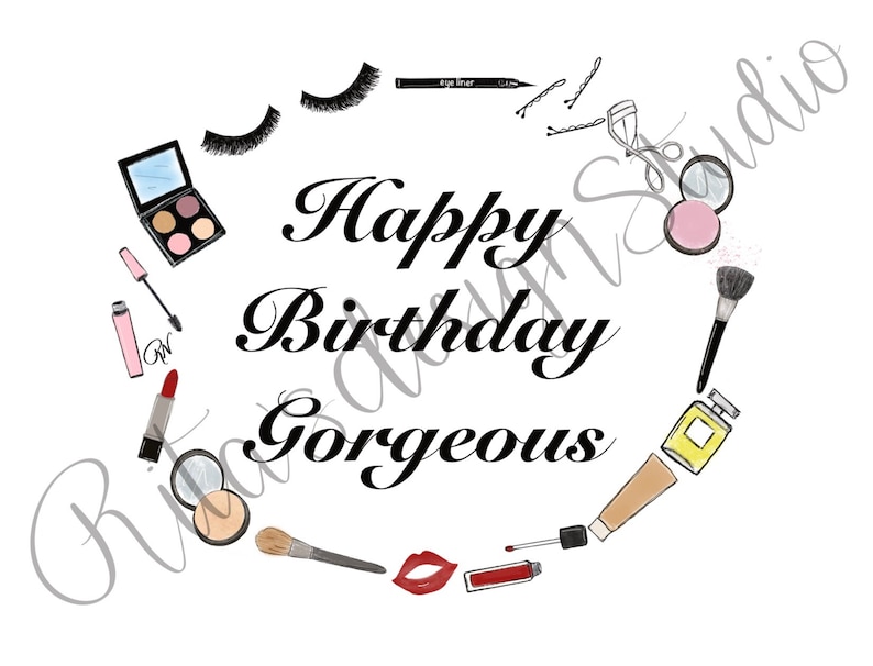 Happy Birthday Gorgeous Card, Makeup Card - Etsy