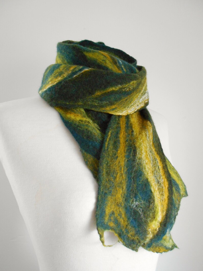 Felt Scarf Felted Scarf Felted Wool Scarf 'forest' - Etsy