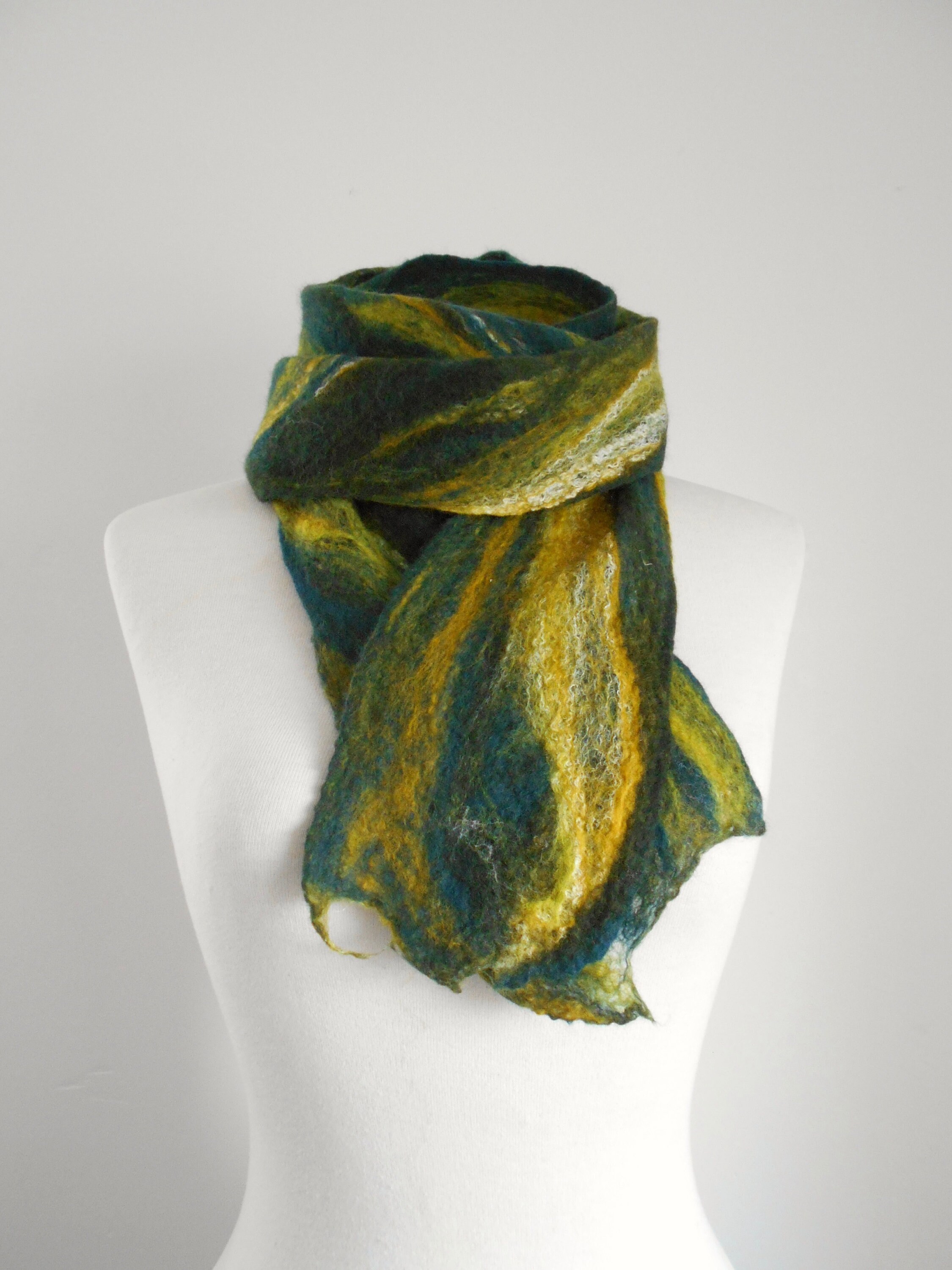 Felt Scarf Felted Scarf Felted Wool Scarf 'forest' - Etsy