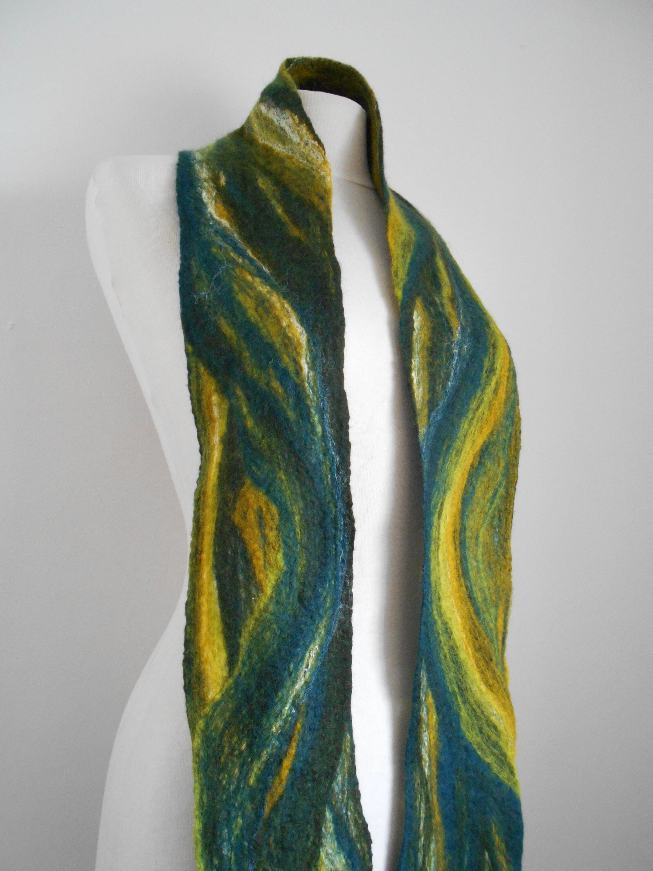 Felt Scarf Felted Scarf Felted Wool Scarf 'forest' - Etsy