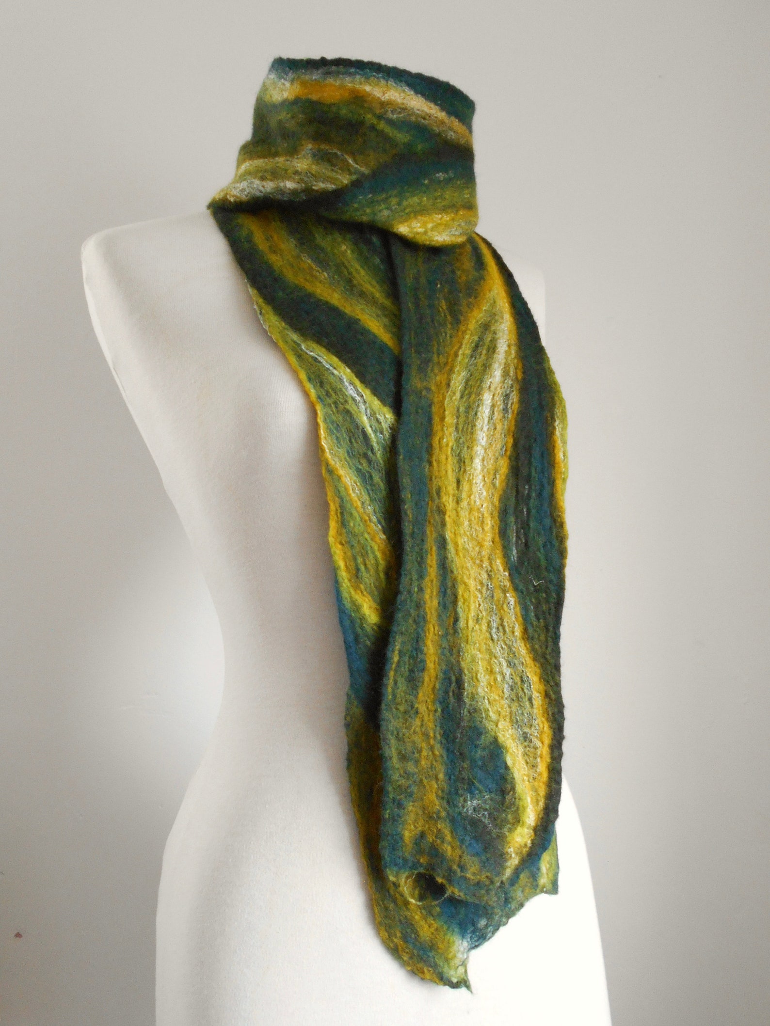 Felt Scarf Felted Scarf Felted Wool Scarf 'forest' - Etsy