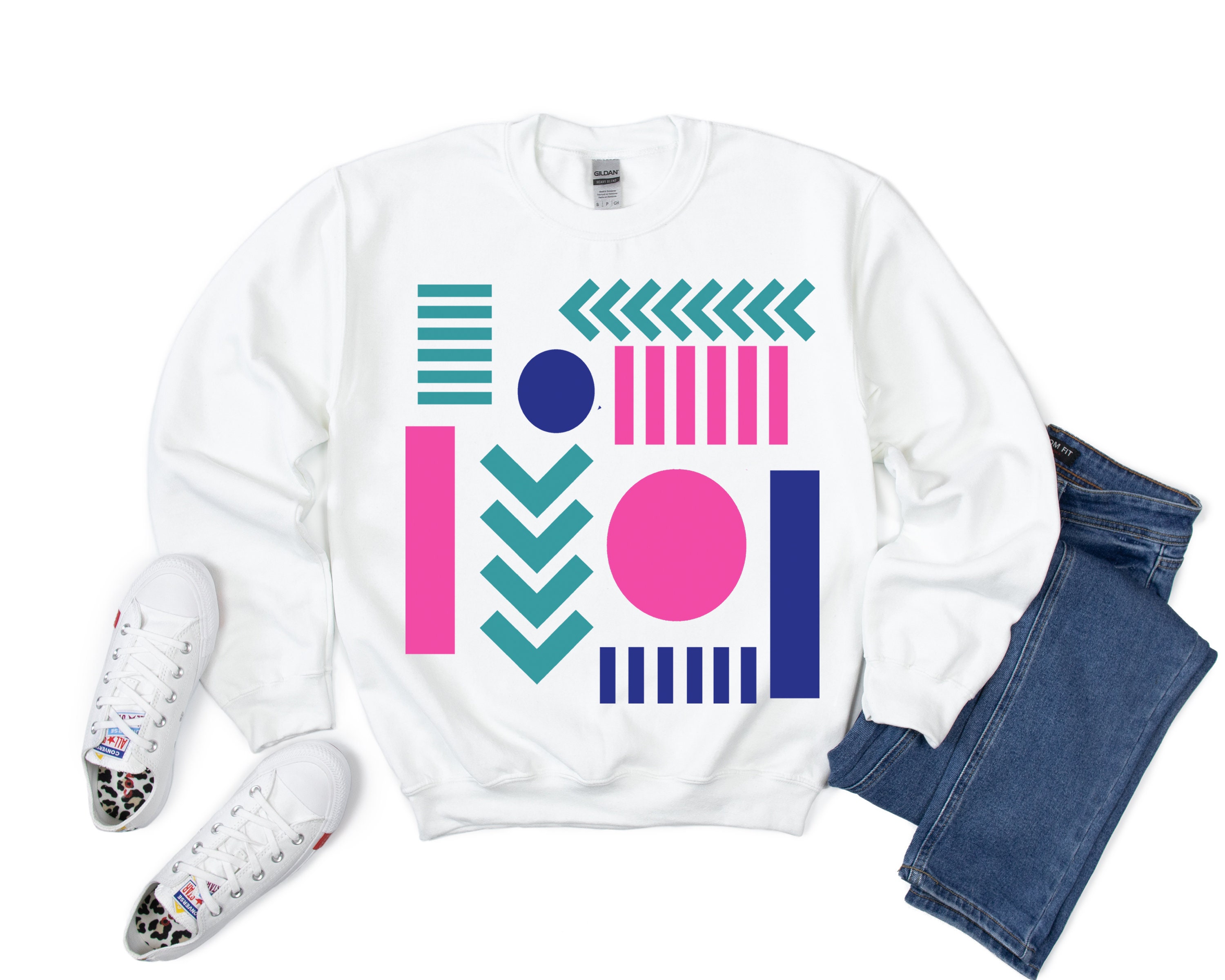 Geometric print unisex sweater womens crewneck sweatshirt | Etsy