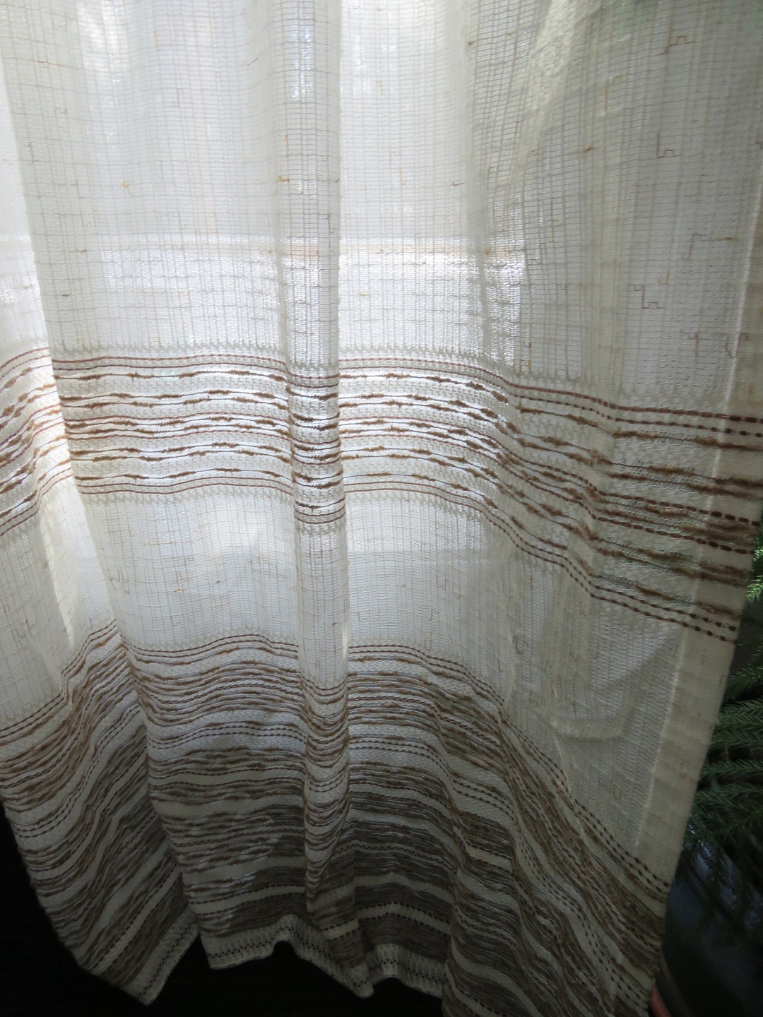 Vintage Retro Textured Net Loose Weave Curtains/white With Raised ...