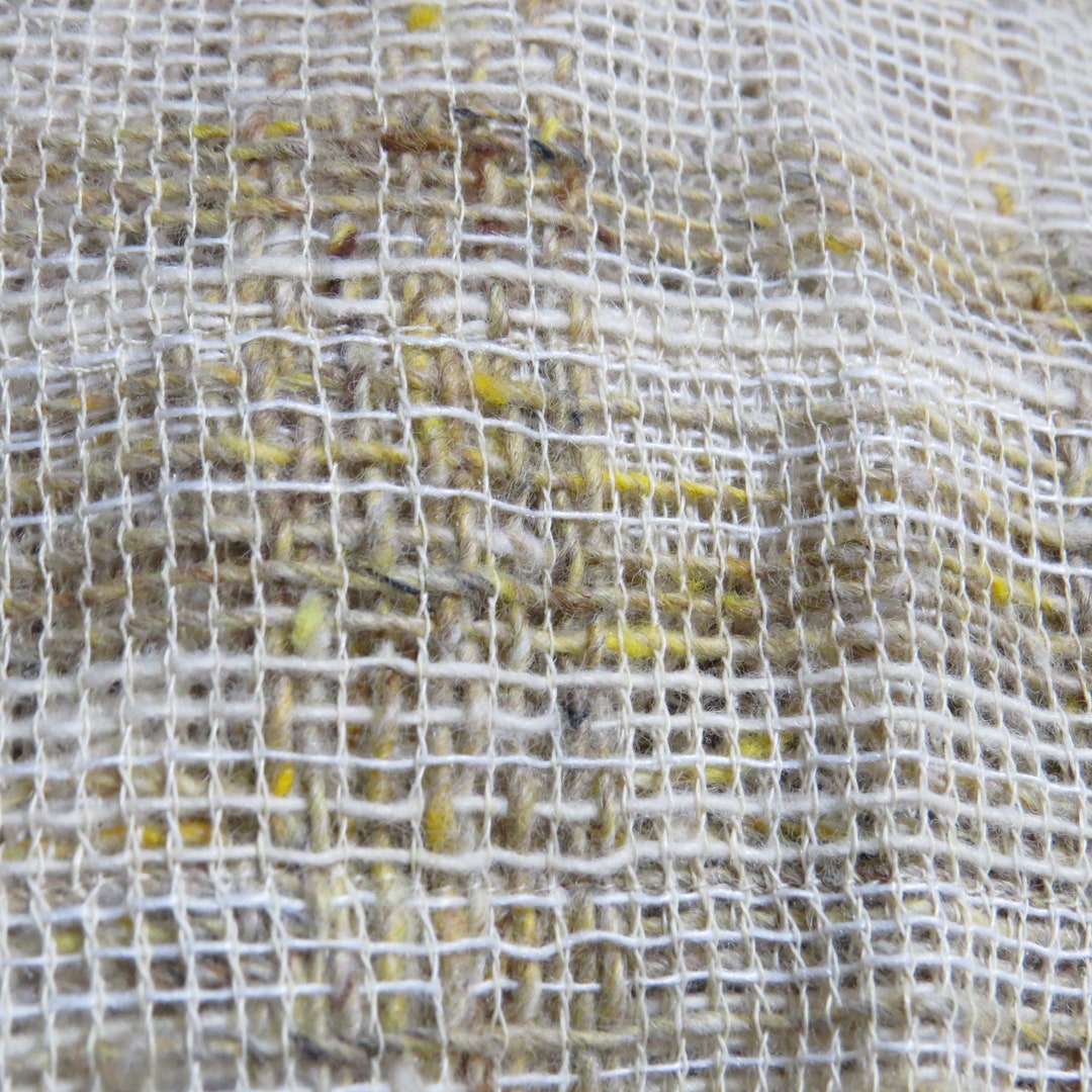 Lovely Vintage Net Curtains in Beige, White, Flecks of Yellow. Each ...