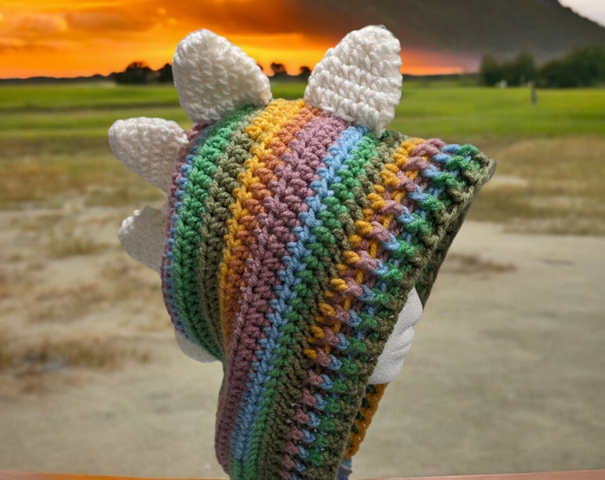 Rainbow Dinosaur Hood Finished Ready to Ship - Etsy