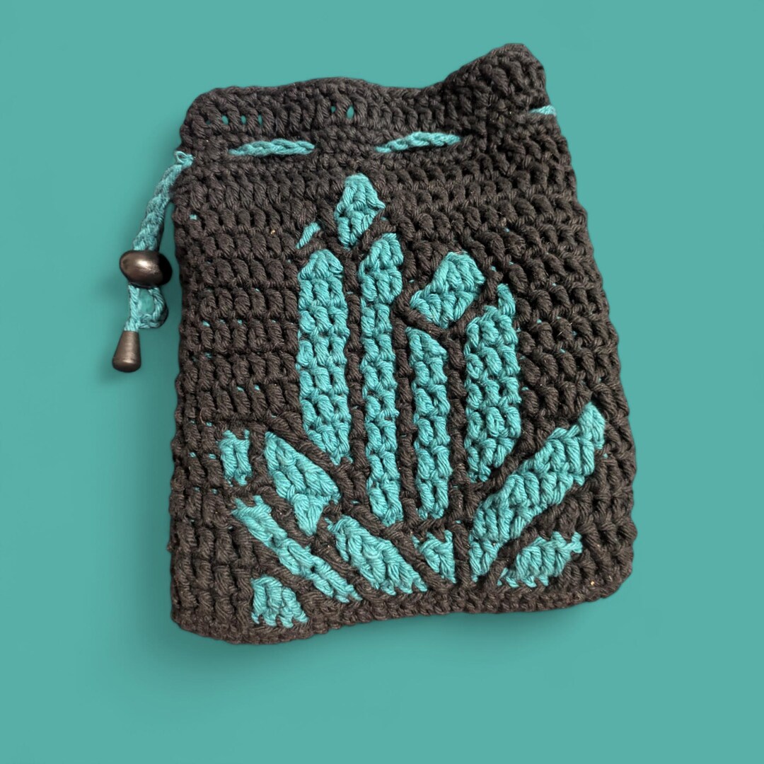 Teal and Black Crystal Pouch - Etsy