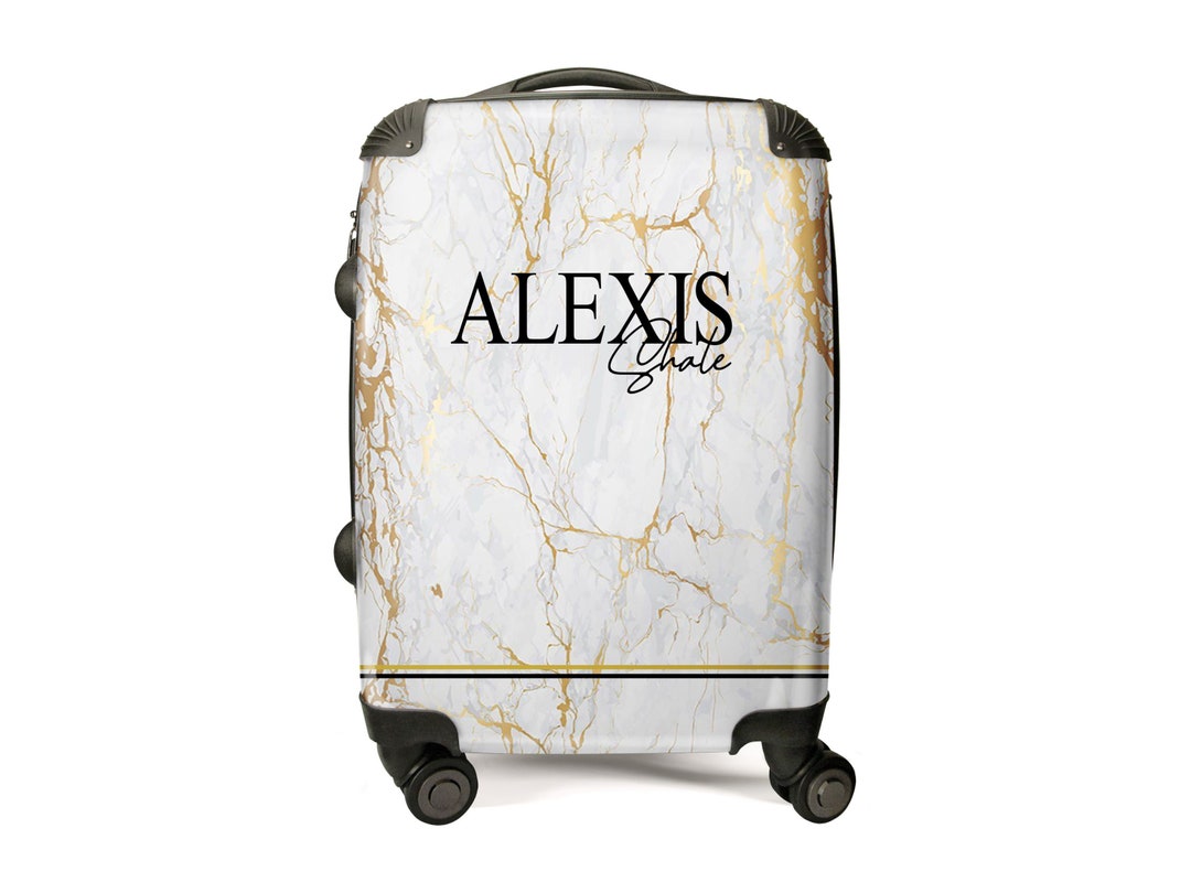 Personalized Black and Gold Marble Initial Luggage | Carry-on Luggage ...