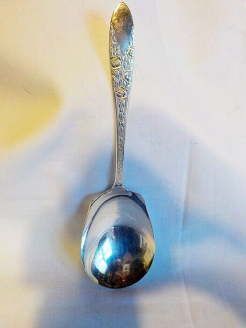 Vintage National Silver Co ROSE and LEAF Casserole Spoon - Etsy