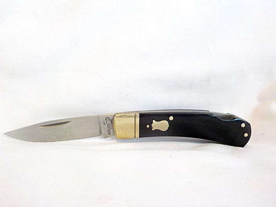 Vintage Boker Plus Pocket Knife Lock Back Smooth Black Handle 440C ...