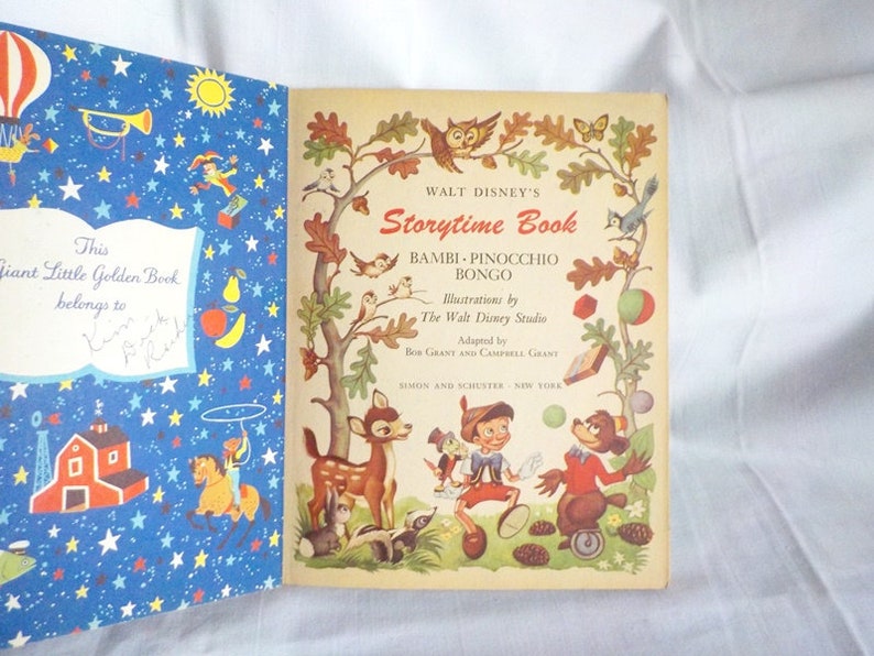 Vintage 1958 Giant Little Golden Book Walt Disneys Storytime Book A ...