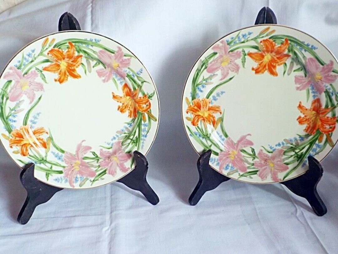 Vintage Lenox China DAY LILY Flower Blossom 8 1/4 Plates Salad Dessert ...