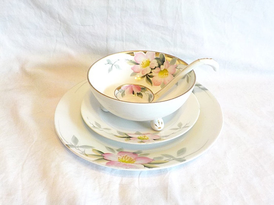 Set of 4 Pc. Vintage Noritake Nippon AZALEA Mayo Bowl Ladle Underplate ...