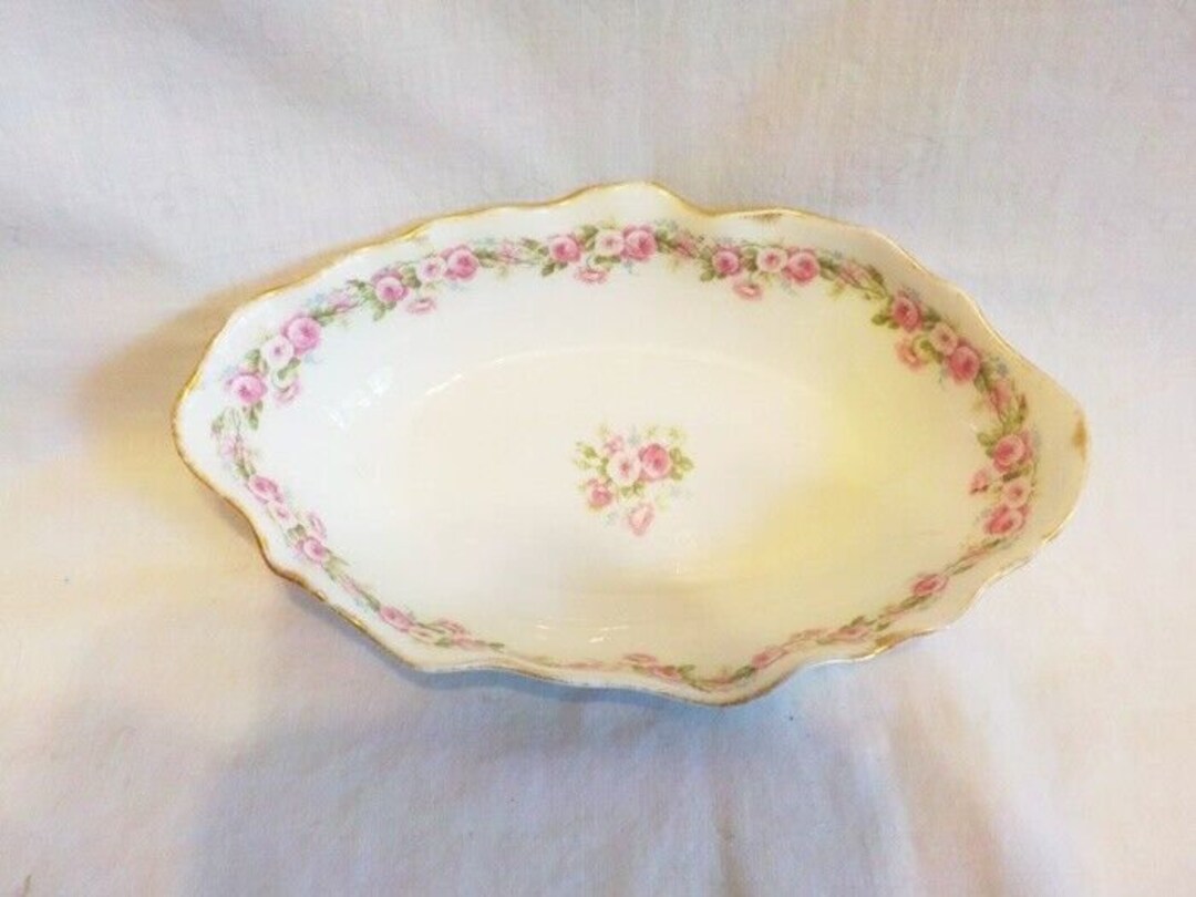 Vintage Limoges France PINK ROSES Pickle Olive Dish Elite Works - Etsy