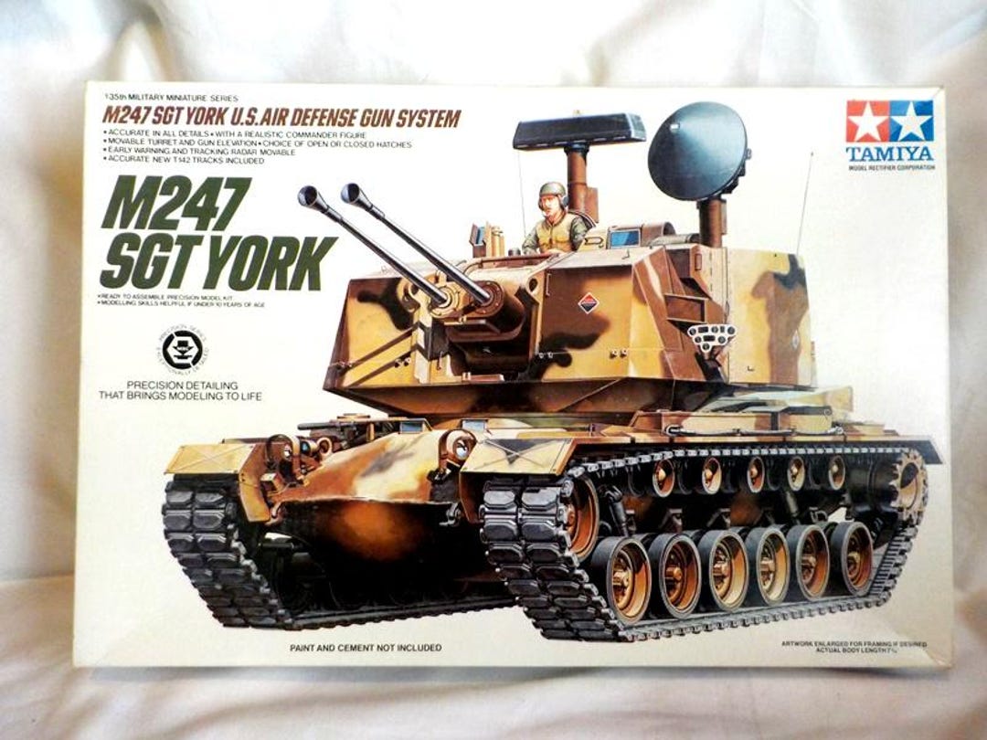 Tamiya M247 Sgt York US Air Defense Gun System Tank Model Kit Open Box ...