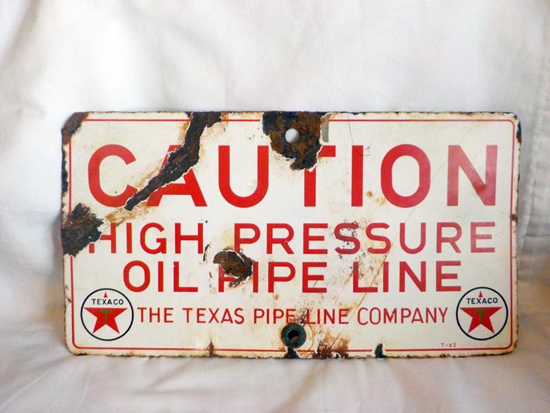 Vintage Porcelain TEXACO Pipe Line Sign Texas Pipeline Company Texaco ...