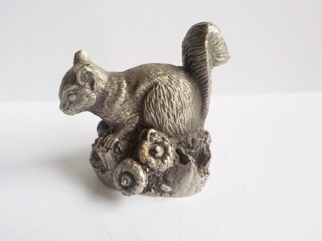 Franklin Mint Woodland Animals SQUIRREL by Jane Lunger Ca. 1981 Pewter ...