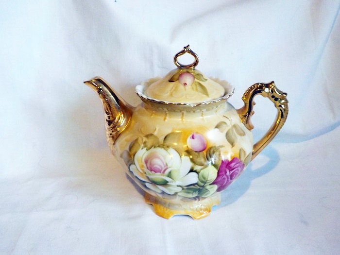 Vintage Lefton Heritage Rose Brown Teapot Tea Pot 6 Cup - Etsy