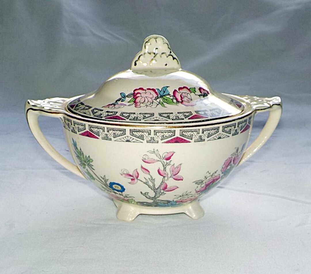 Vintage J & G Meakin England INDIAN TREE Sugar Bowl W/ Lid - Etsy