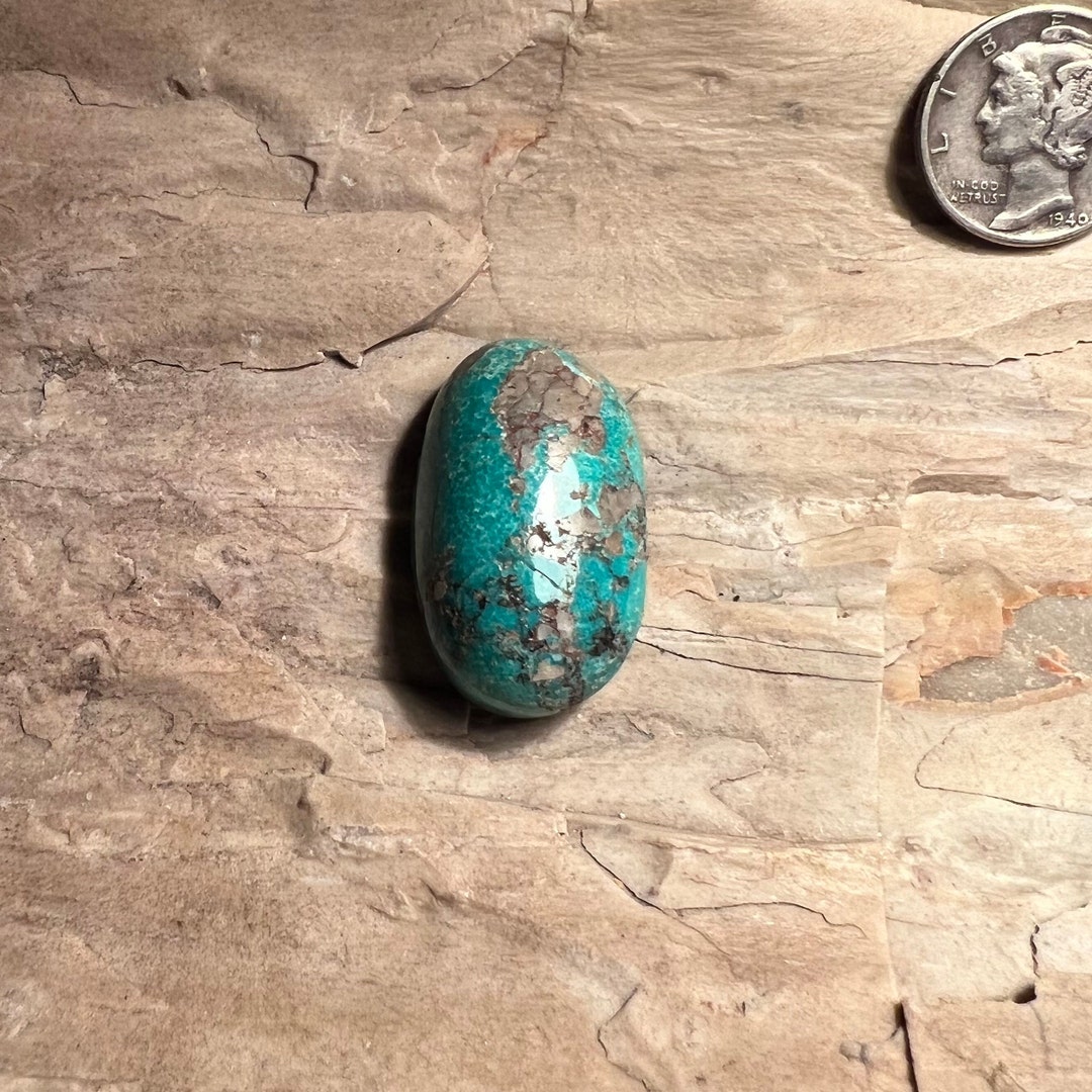 Natural Morenci Turquoise Cabochon With Pyrite 35 Carat 28x17x9mm {5m ...