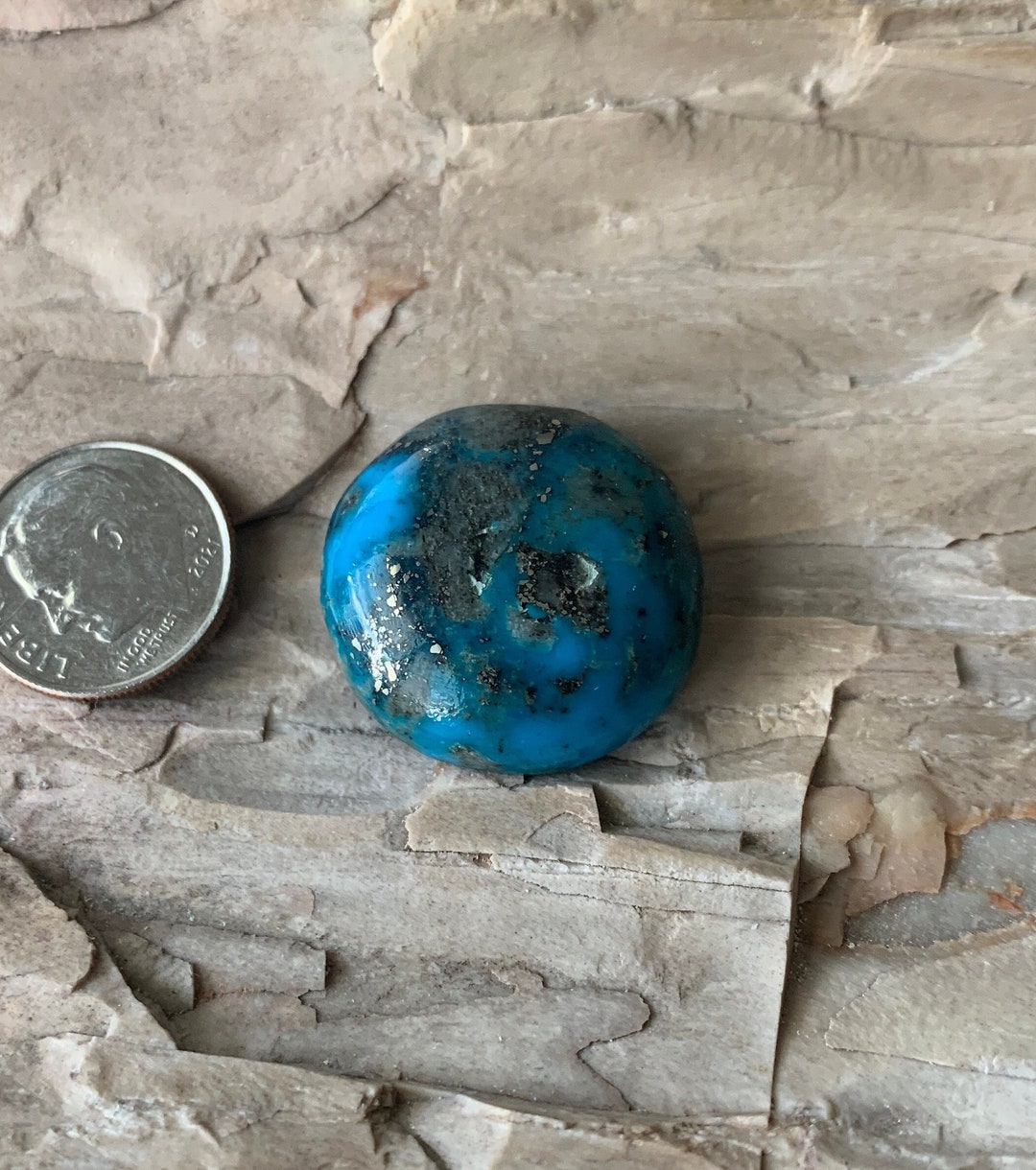 Ithaca Peak Blue Turquoise Cabochon With Shadowy Dark Green Matrix ...