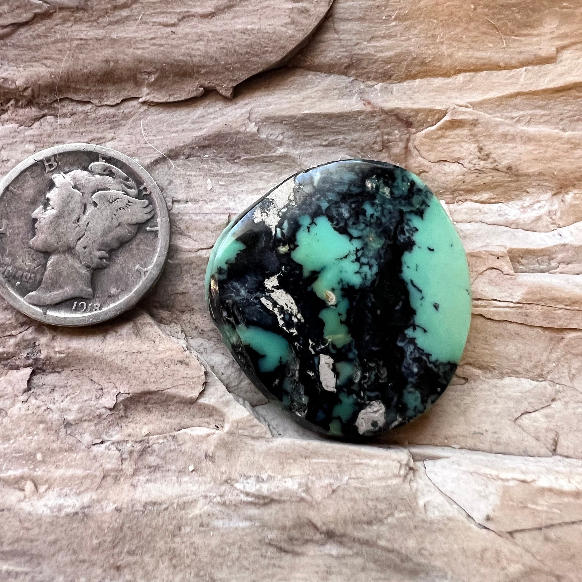 Snowville Variscite Cabochon With Black Web Matrix 19 Carat 26x24x4mm ...