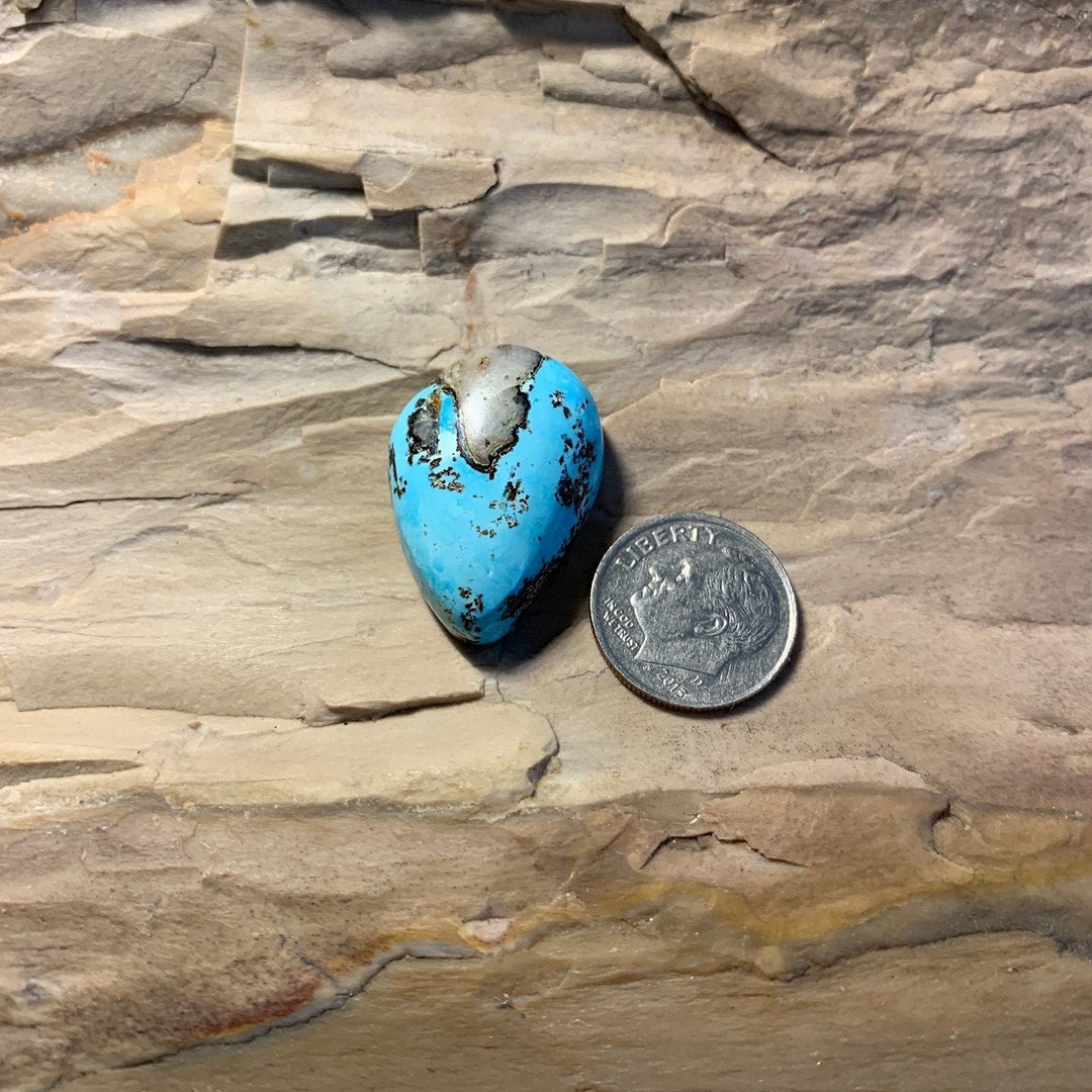 Natural Morenci Turquoise Stone With Pyrite and Quartz High Dome ...