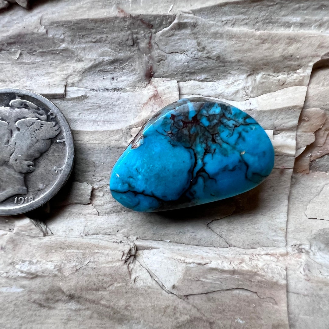 Egyptian Turquoise Cabochon Blue Dark Reddish Brown Matrix 15 Carat ...