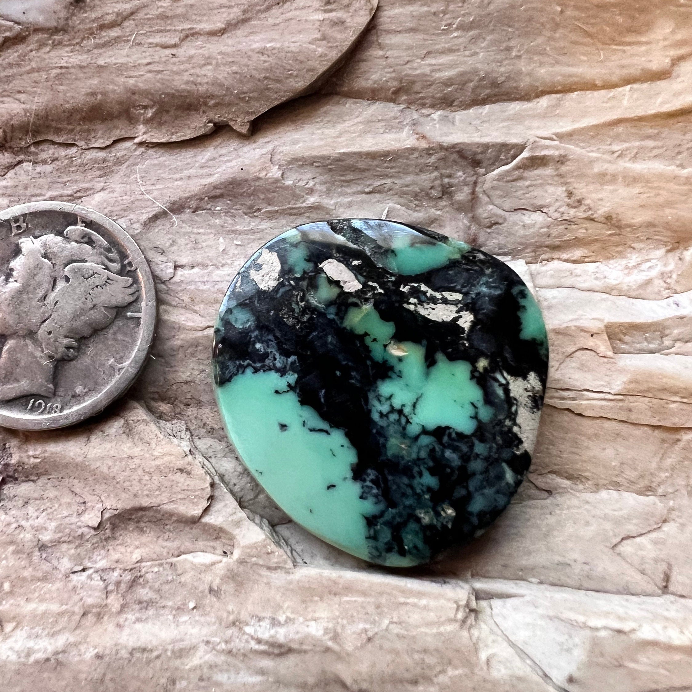 Snowville Variscite Cabochon With Black Web Matrix 19 Carat 26x24x4mm ...