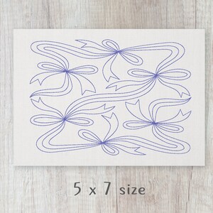 Ribbons & Bows E2E Quilt Block Embroidery Design, Continuous Line Single Run Quilting File, Edge ...