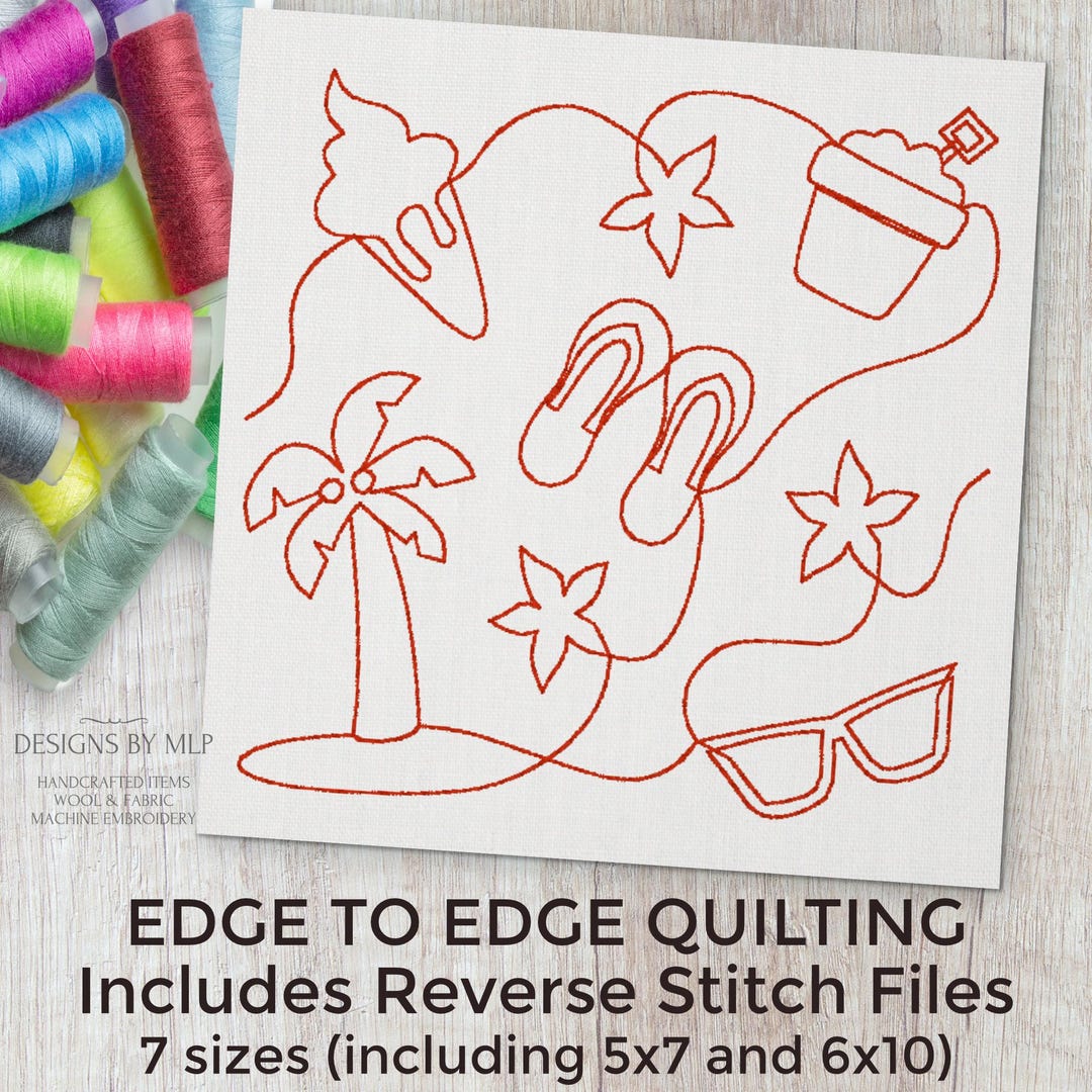 Summer Holiday E2E Quilt Block Machine Embroidery Quilting Design ...