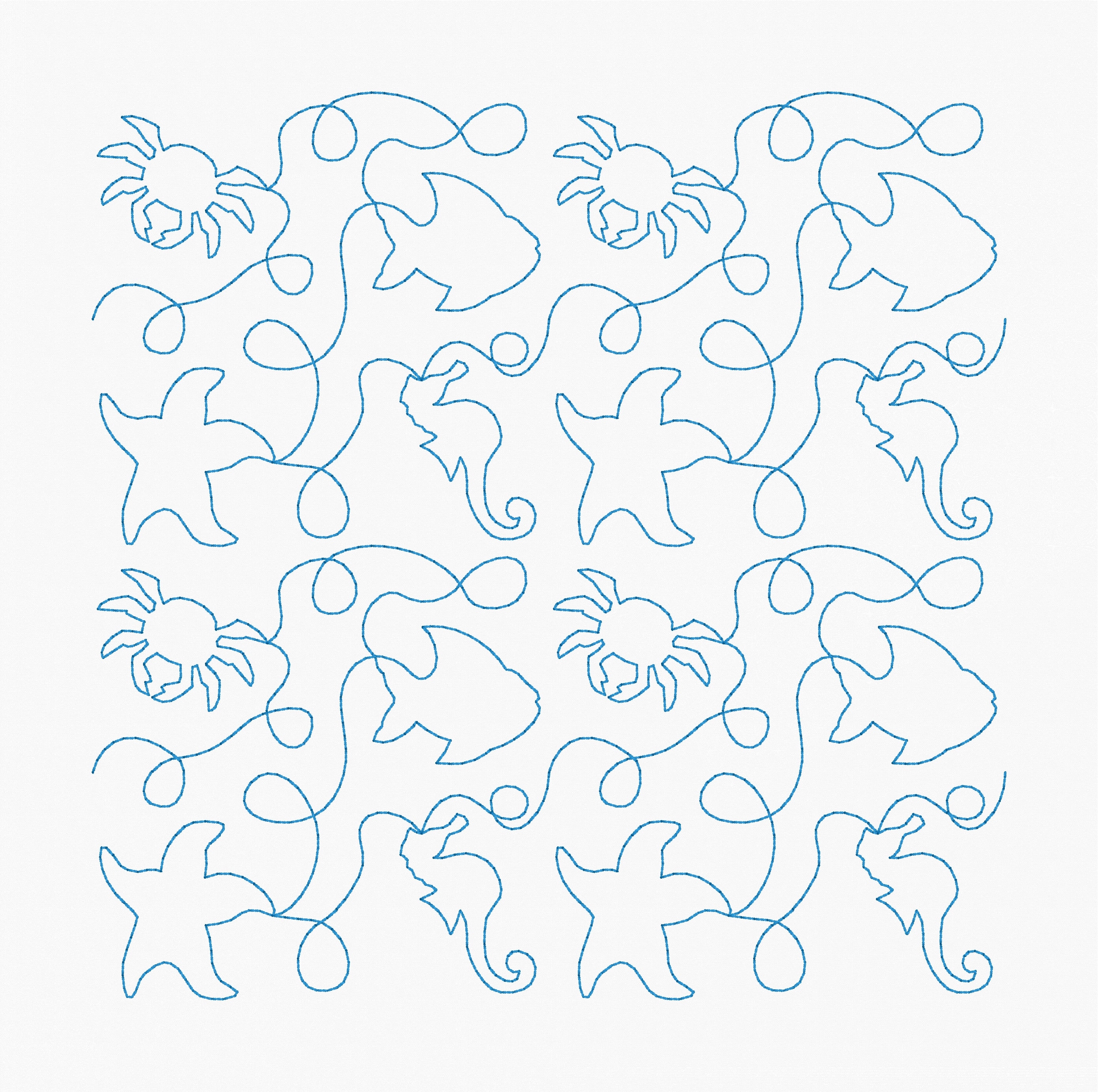 Sealife Fish Crab Seahorse Edge to Edge Machine Embroidery - Etsy