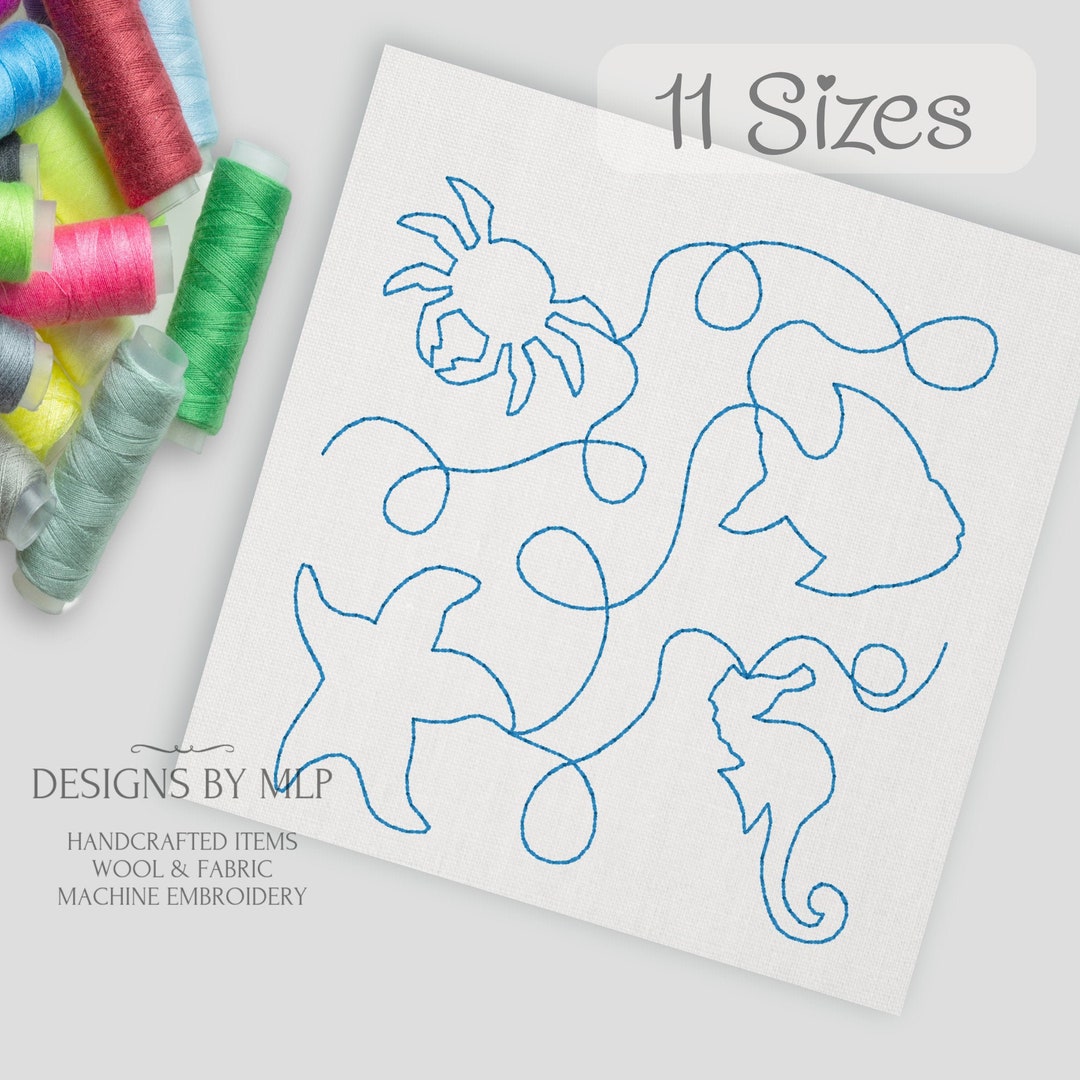 Sealife Fish Crab Seahorse Edge to Edge Quilt Pattern, E2E Quilt Block ...