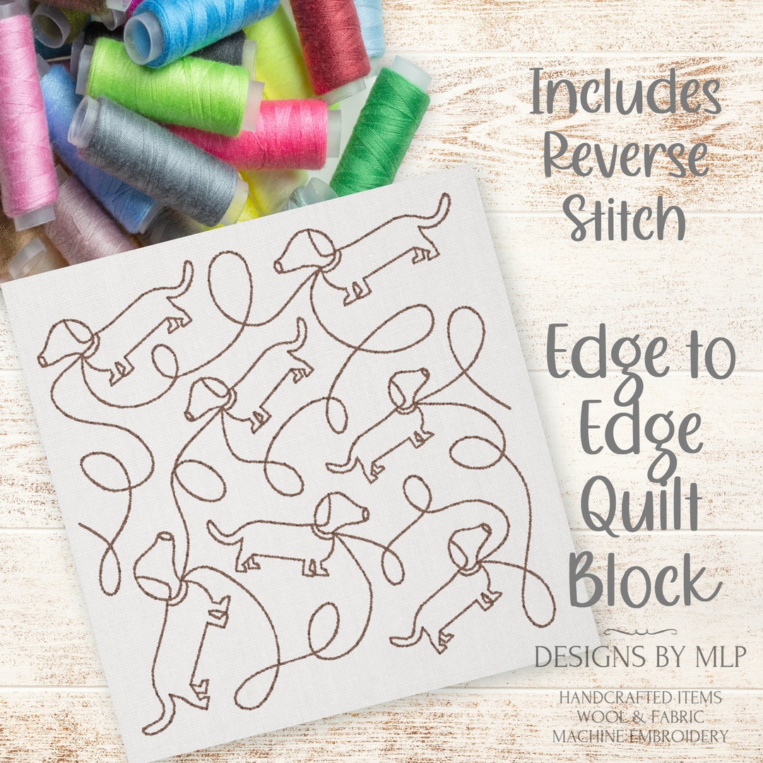 Dachshund Dog Edge to Edge Quilt Pattern, E2E Continuous Line Single ...