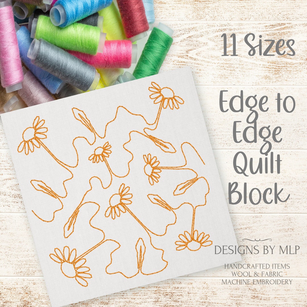 Doodle Daisy Leaves Edge to Edge Quilt Pattern, E2E Continuous Line ...