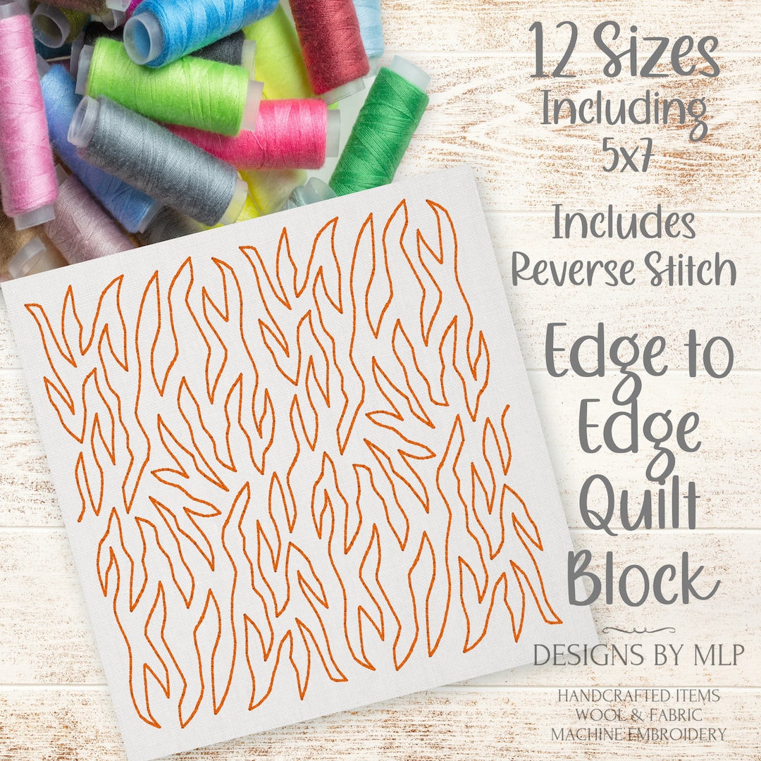 Fiery Flames Edge to Edge Quilt Pattern, E2E Continuous Line Single Run ...