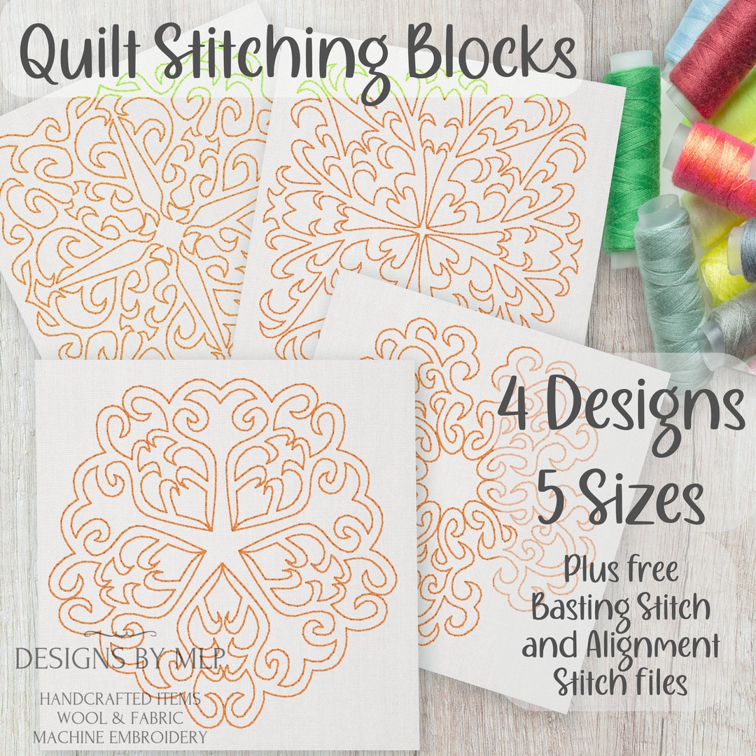 Quilt Pattern Block Set, Quick Stitch Continuous Line Quilting Block ...