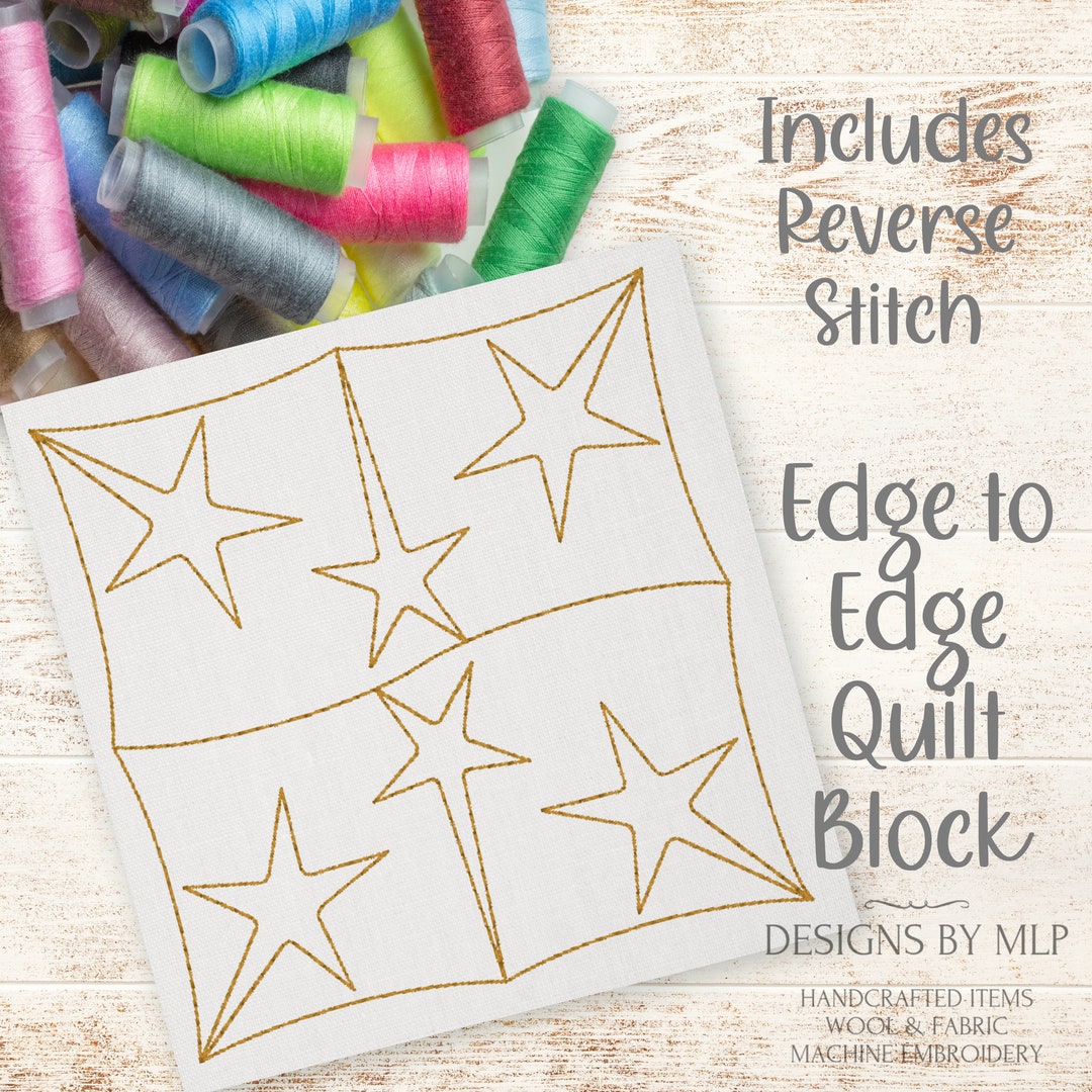 Shooting Stars E2E Quilt Block Embroidery Design, Continuous Line Single Run Quilting Design ...