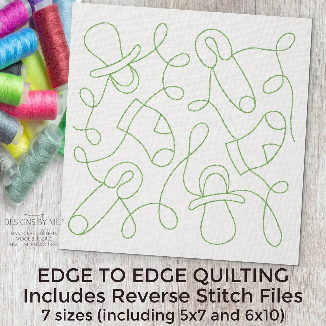 Baby Dummy Sock, Edge to Edge E2E Quilt Pattern, Continuous Line Single ...