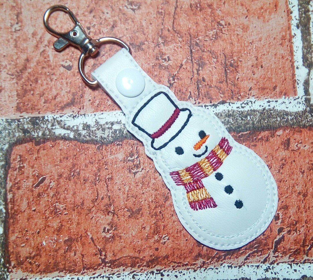 Snowman Machine Embroidery Key Fob Design, in the Hoop Keyfob Machine ...