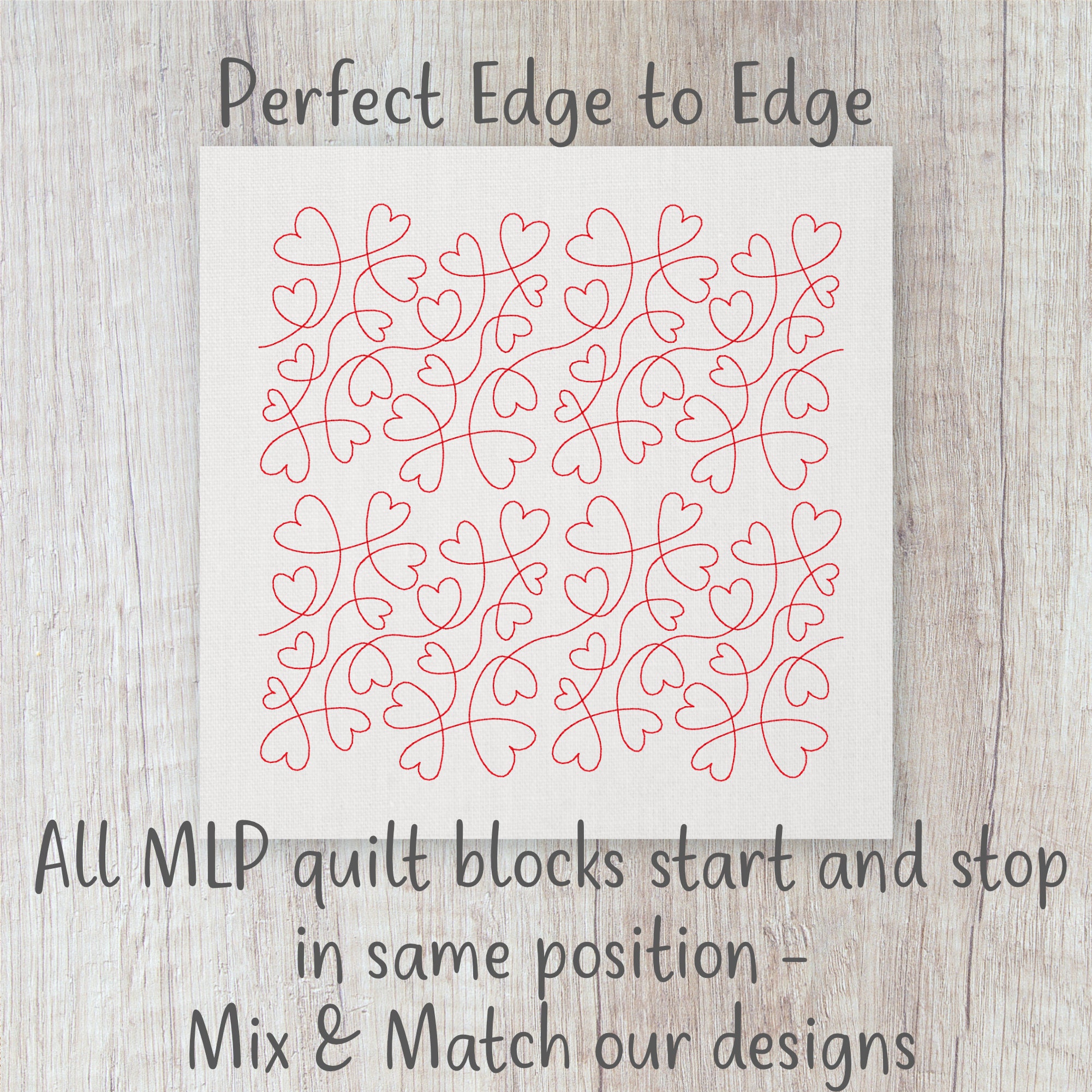 Fun Wavy Hearts Edge to Edge Quilt Pattern, E2E Quilt Block, Continuous ...
