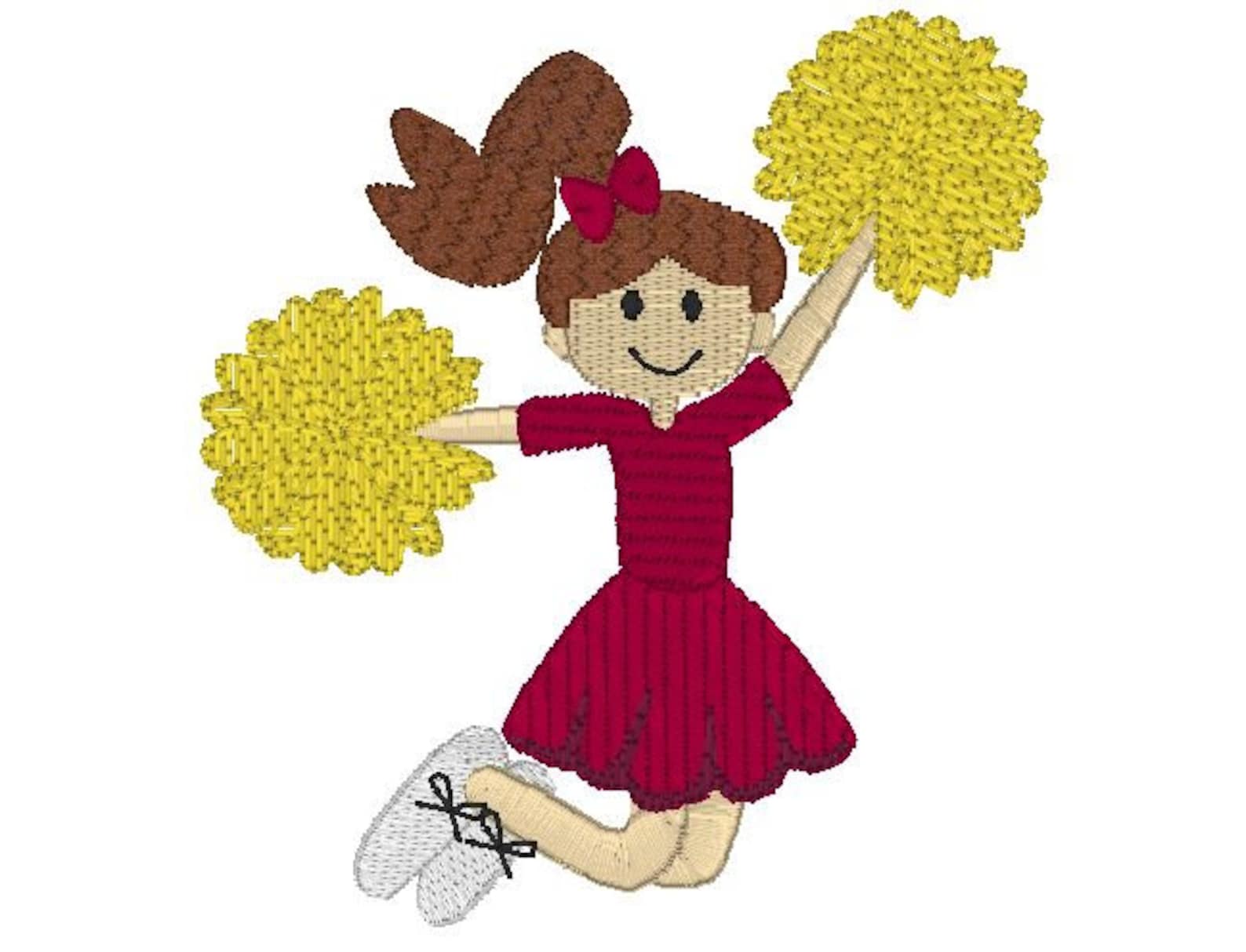 Cheerleader Embroidery Design Cheerleader Costume and Puffs - Etsy
